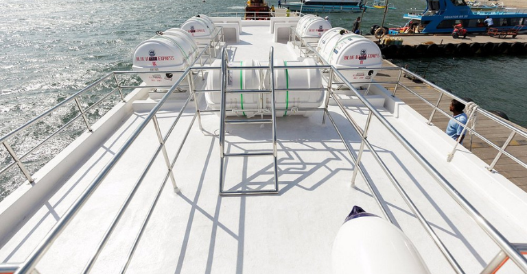 BlueWater Express Upper Deck with Liferafts | Fast Boat from Bali to ...